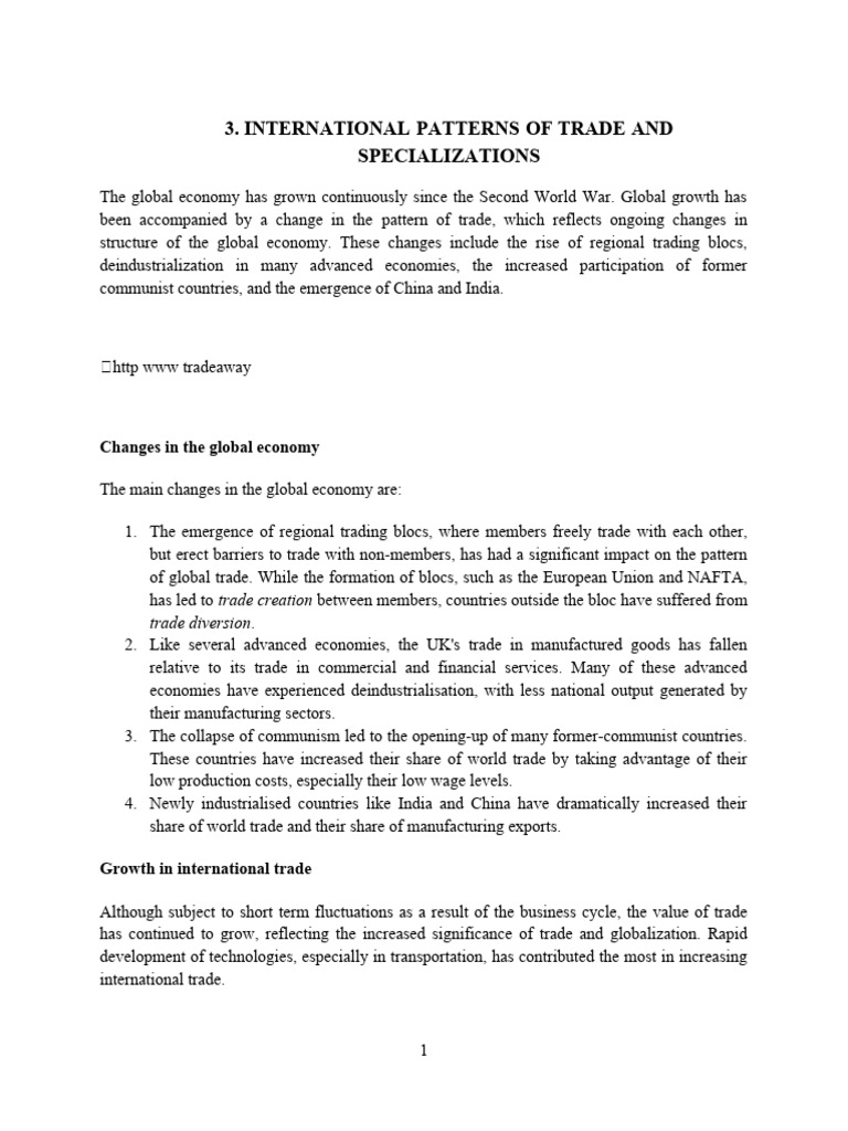Global Trade Patterns and Specializations | PDF | Balance Of Payments | Exchange Rate