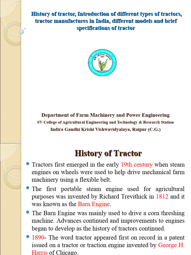 History of Tractor | PDF | Tractor | Agricultural Machinery