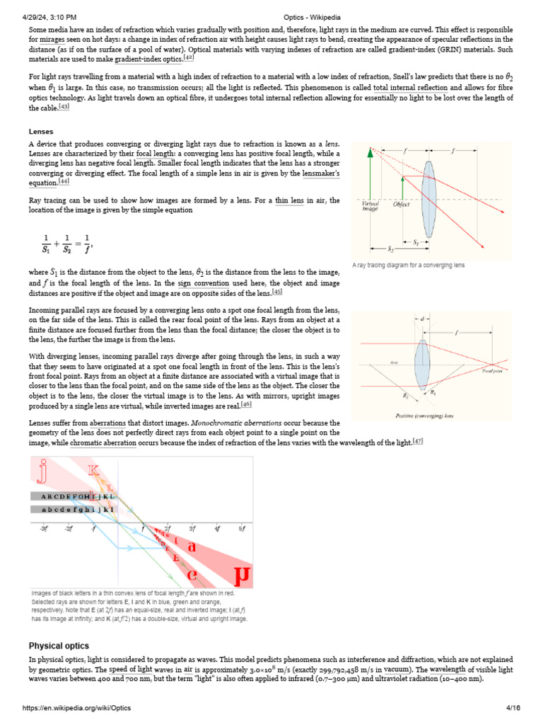 Optics Lenses | PDF | Optics | Diffraction