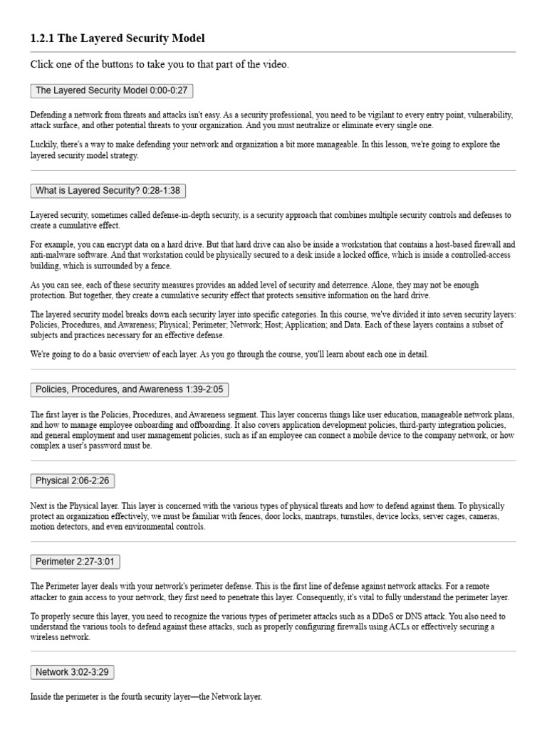 1.2.1 The Layered Security Model | PDF | Security | Computer Security