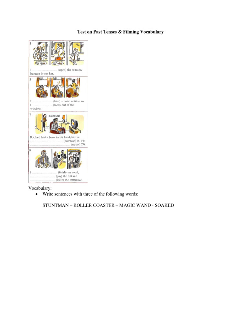 Past Tenses & Film Vocabulary Test | PDF