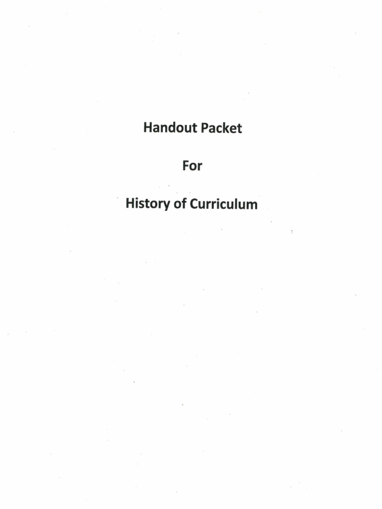 Handout Packet For History of Curriculum | PDF