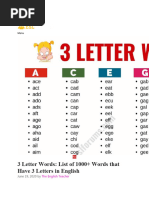 1000+ Three Letter Words List | PDF