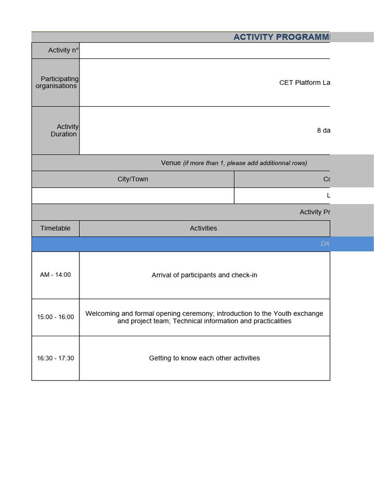 YES Timetable en | PDF | Entrepreneurship | Learning