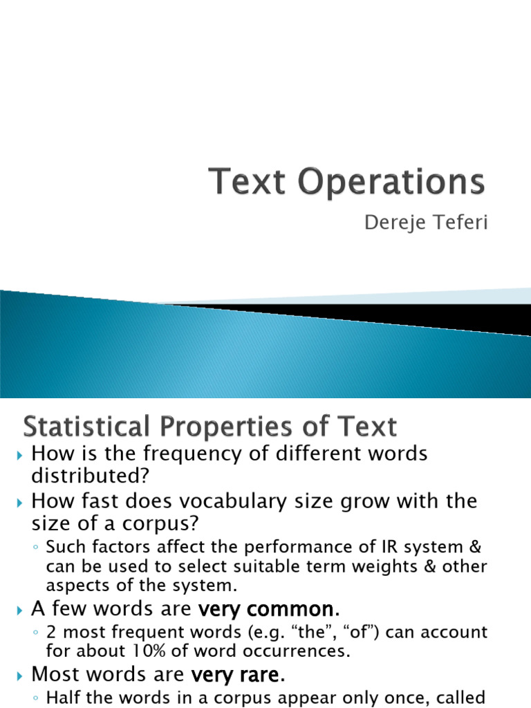 2 Text Operation | PDF | Search Engine Indexing | Morphology (Linguistics)