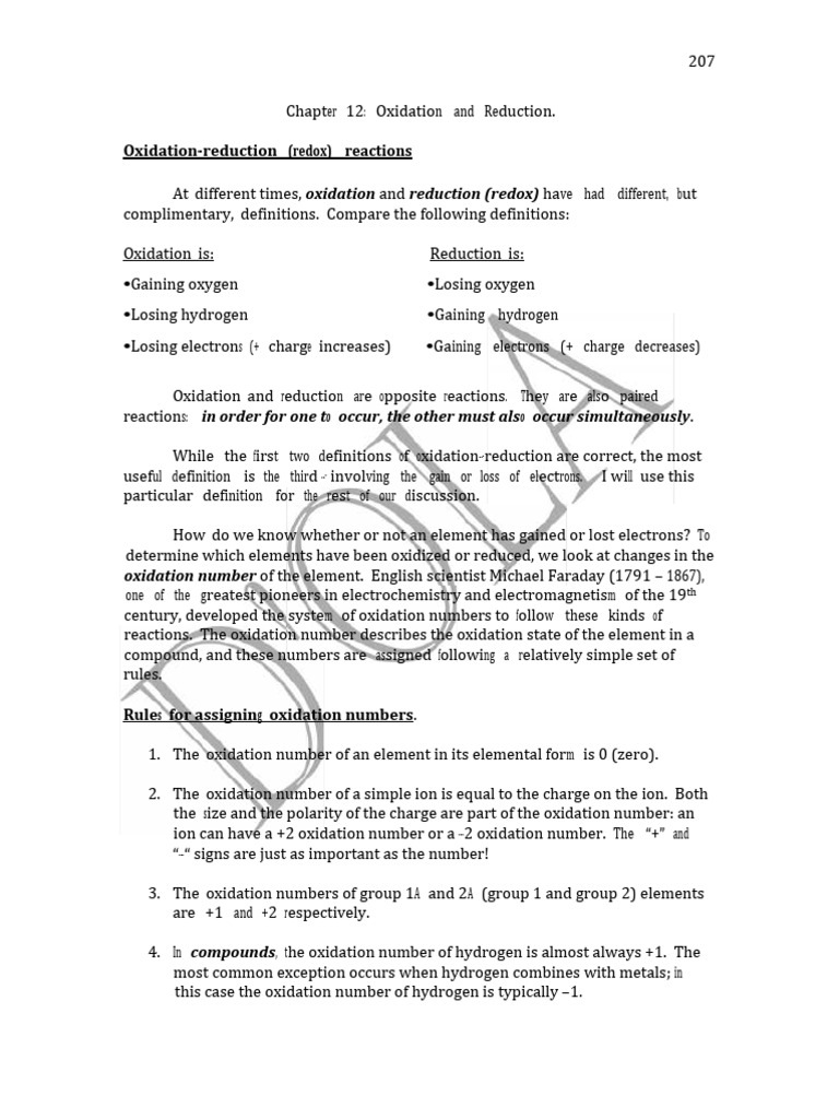 Oxidation and Reduction EXTRA NOTE-1 | PDF | Redox | Ion