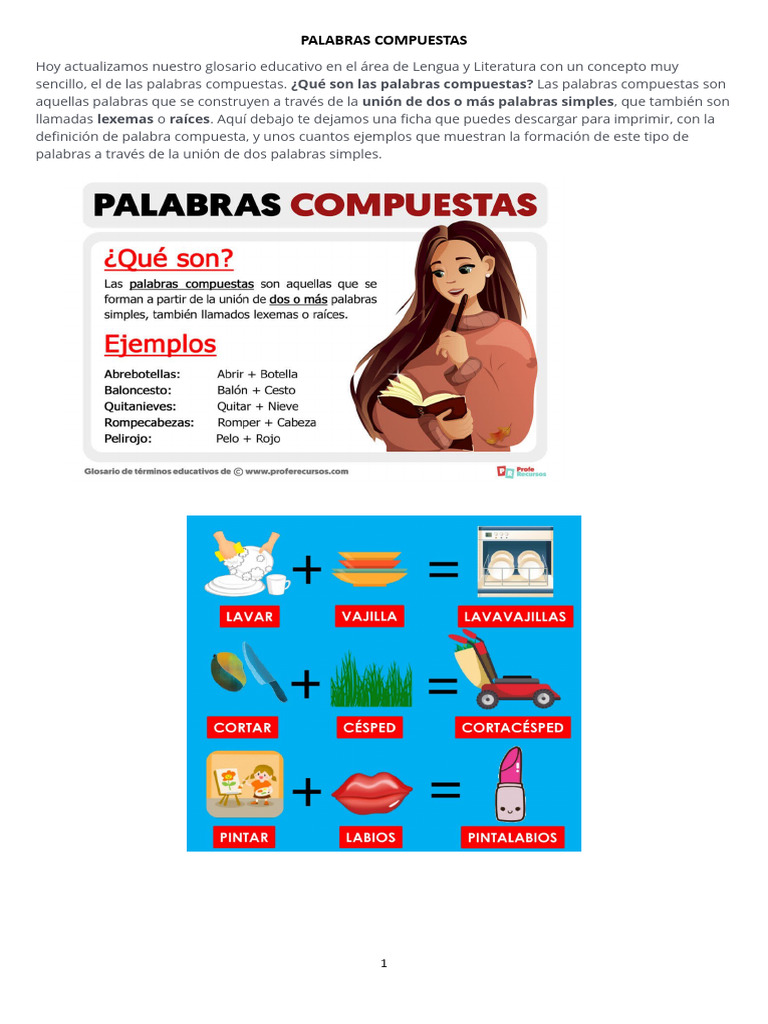 Glosario: Palabras Compuestas | PDF