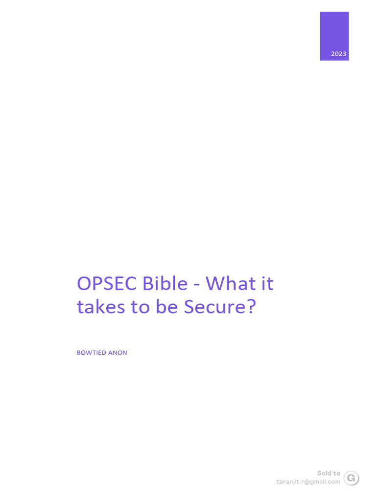 Opsec Bible 1 | PDF | Software | Computing