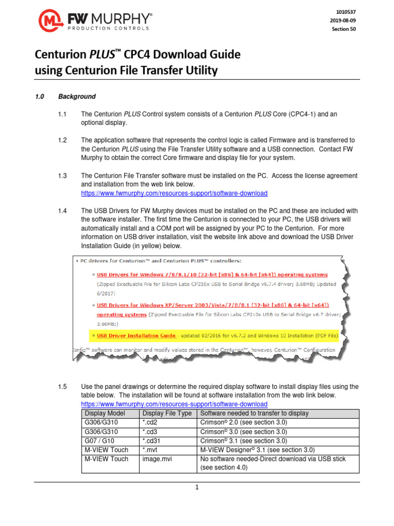 Centurion PLUS™ - FW Murphy Production Controls1119 | PDF | Usb Flash Drive | Computer File