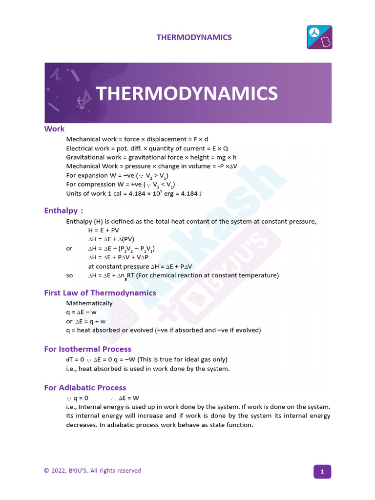 Thermodynamics for Students | PDF | Thermodynamics | Quantity