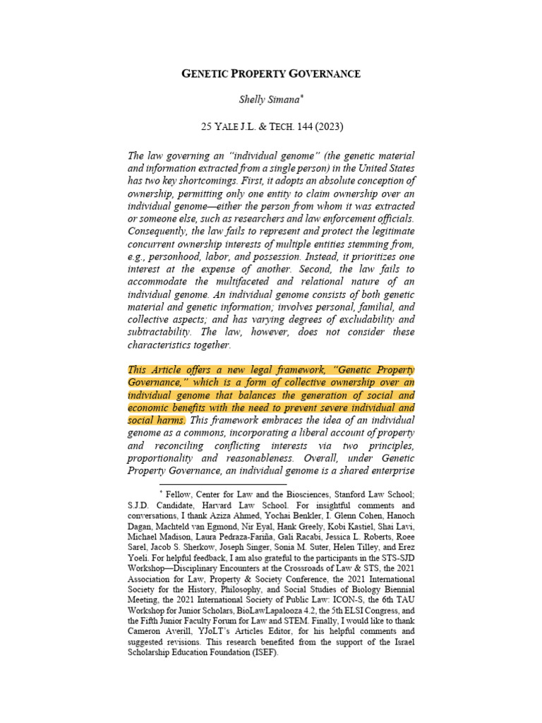 Simana Shelly - Genetic Property Governance.144 | PDF | He La | Property