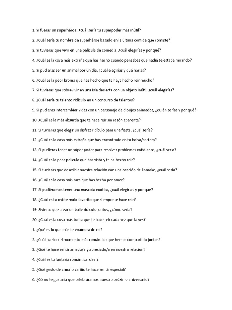 Preguntas | PDF | Amor