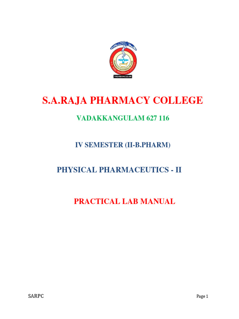 S.A.Raja Pharmacy College: Physical Pharmaceutics - Ii | PDF | Density | Liquids