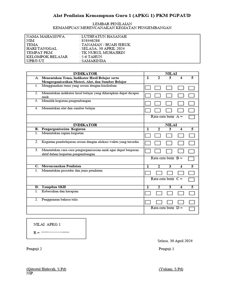 Penilaian Guru PGPAUD: Perencanaan & Pelaksanaan | PDF | Karier & Perkembangan | Kesehatan Holistik