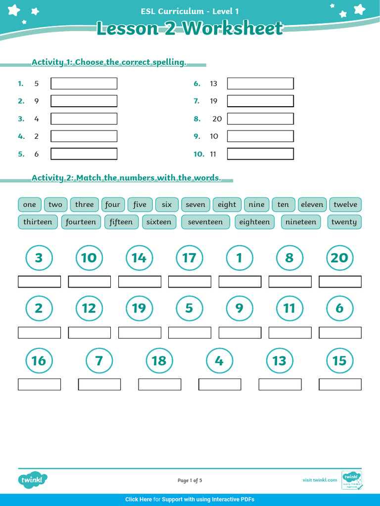 Lesson 2 - Level 1 Interactive Worskheet | PDF