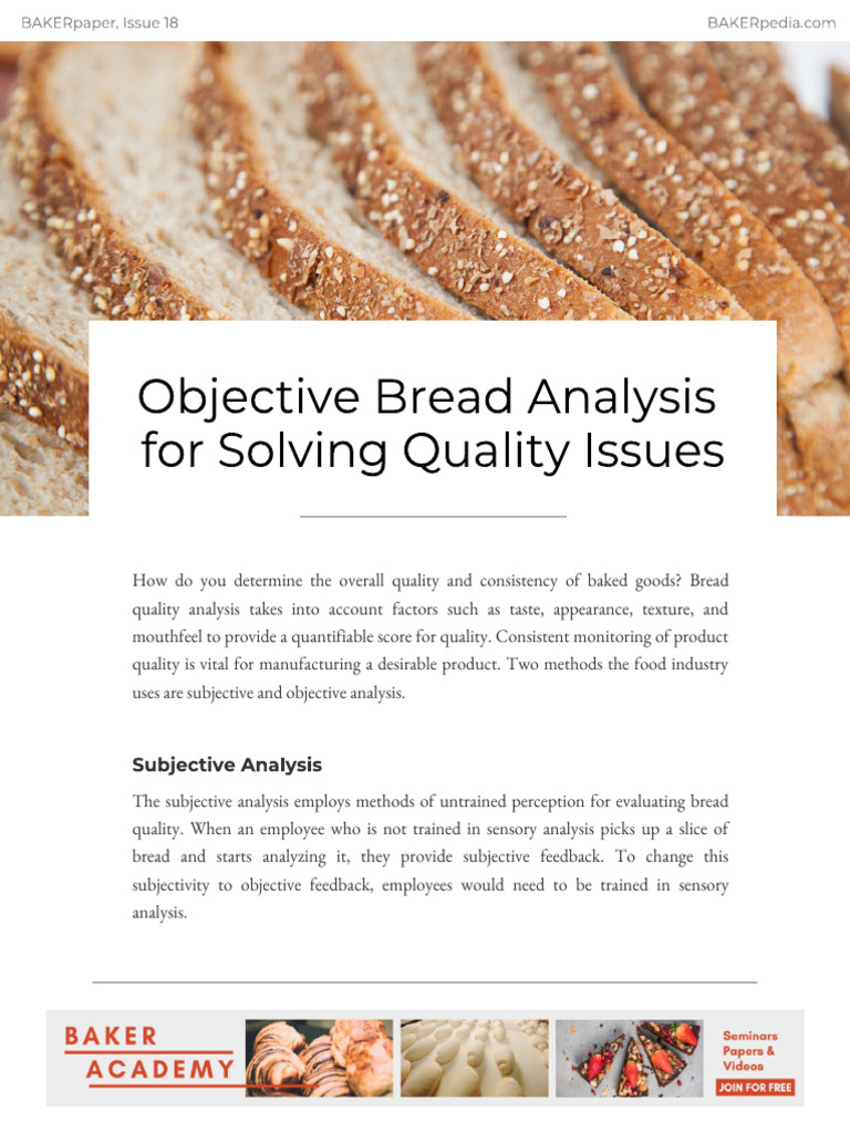 Objective Bread Analysis For Solving Quality Issues | PDF | Breads Objective Bread Analysis For Solving Quality Issues | PDF | Breads