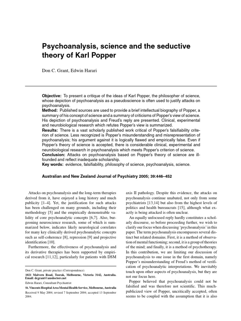 Critique of Popper on Psychoanalysis | PDF | Psychoanalysis | Karl Popper