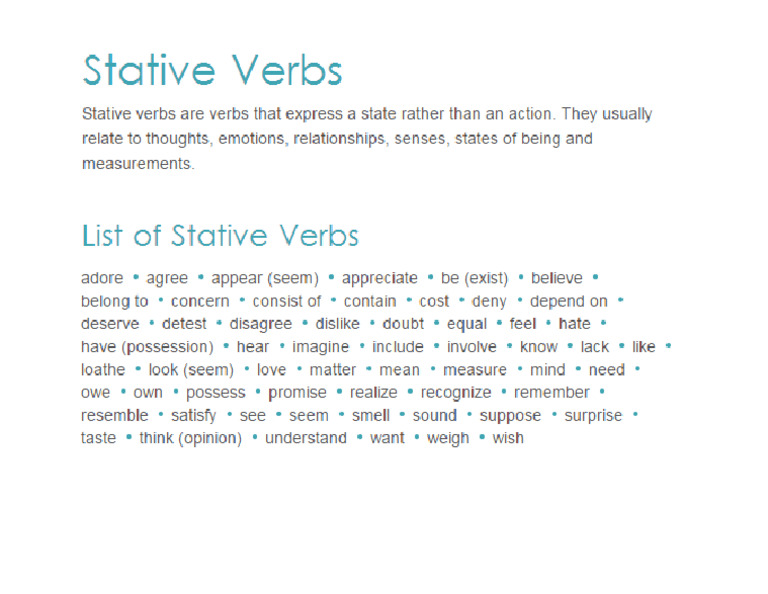 4.2.1, Verbs, Stative | PDF