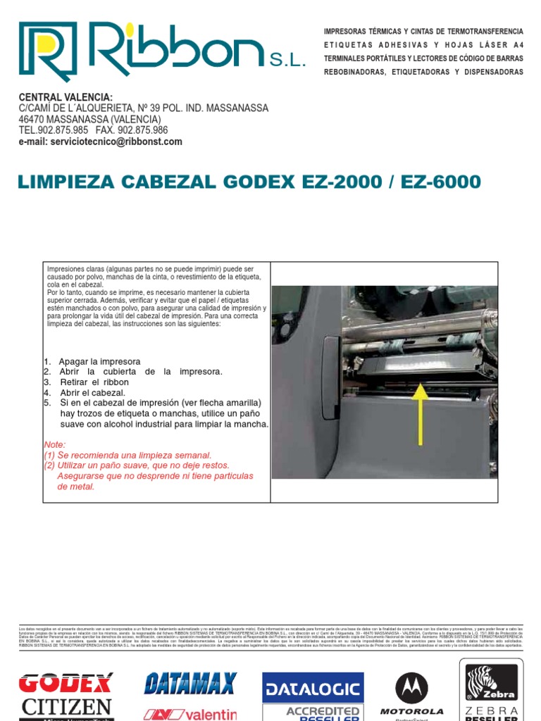 Limpieza Cabezal Godex Ez-2000 Ez-6000 | PDF | Privacidad de la ...