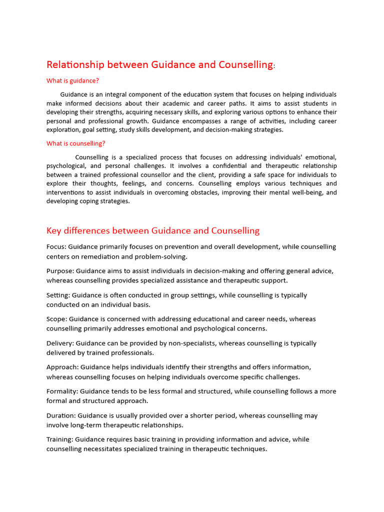 Guidance vs. Counselling: Key Insights | PDF | Psychotherapy ...