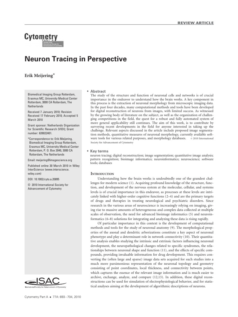 Neuron Tracing in Perspective | PDF | Image Segmentation | Cerebellum