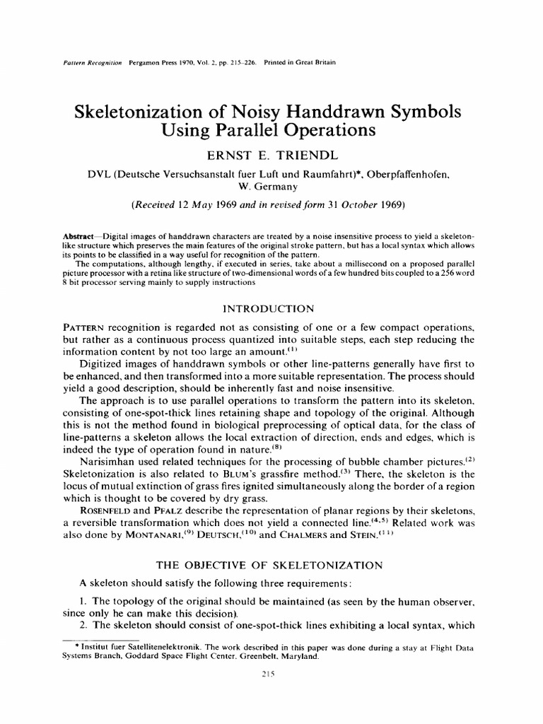 Skeletonization of Noisy Handdrawn Symbols Using Parallel Operations ...