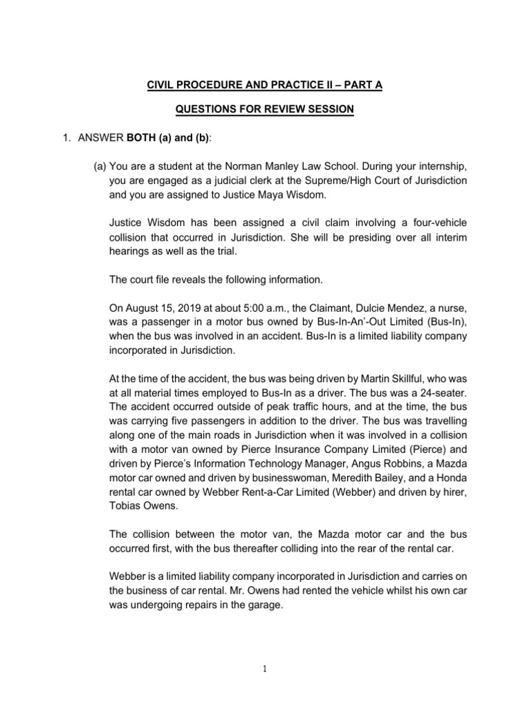 Civil Procedure Review Questions | PDF | Default Judgment | Judgment (Law)