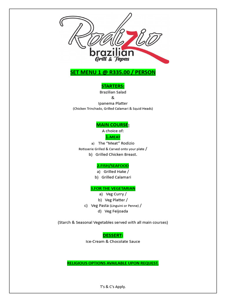 Set Menu - March To October 2024 | PDF | Foods | Cuisine