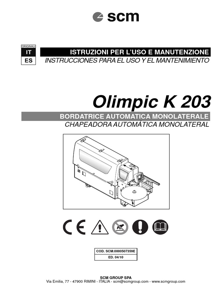 Olimpic K 203: Instrucciones para El Uso Y El Mantenimiento | PDF