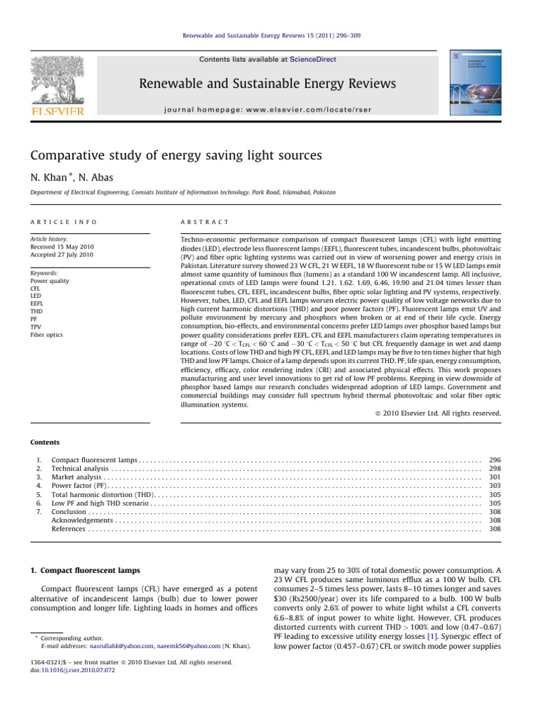 CFL vs LED: Power Quality Analysis | PDF | Compact Fluorescent Lamp ...