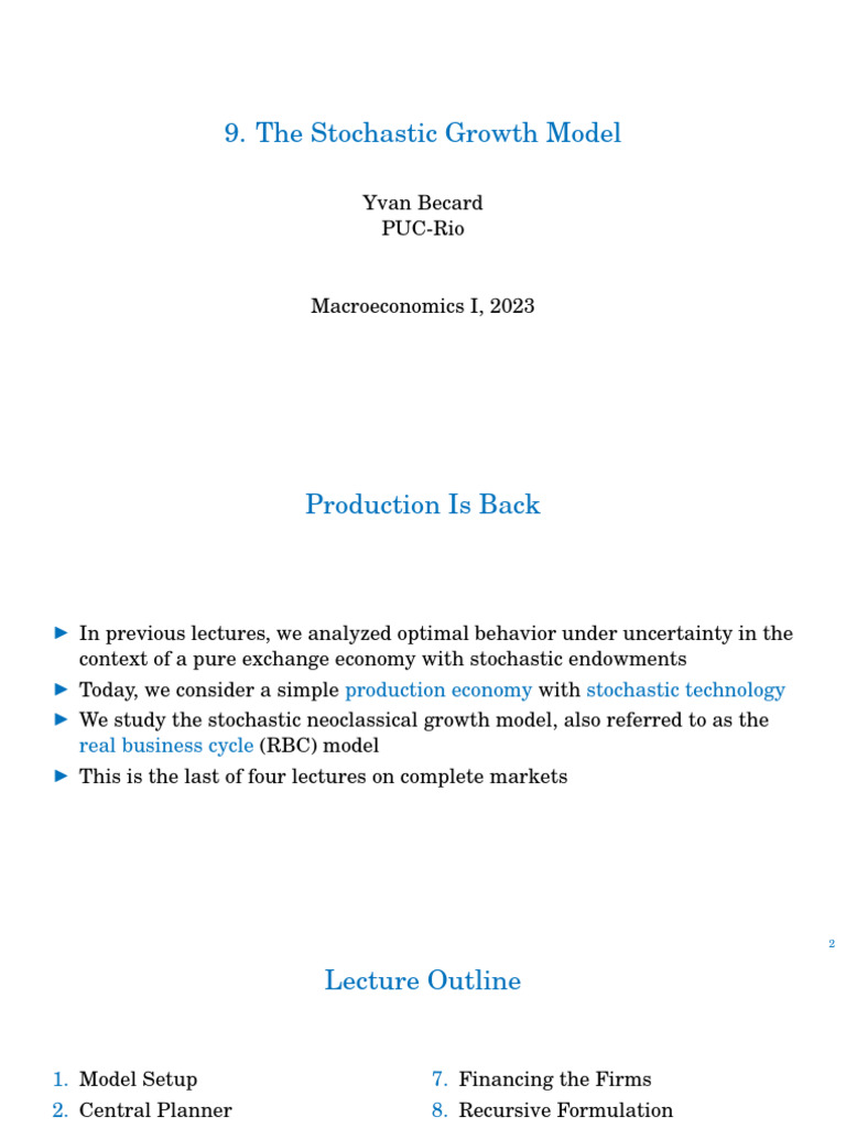 The Stochastic Growth Model | PDF | Macroeconomics | Labour Economics