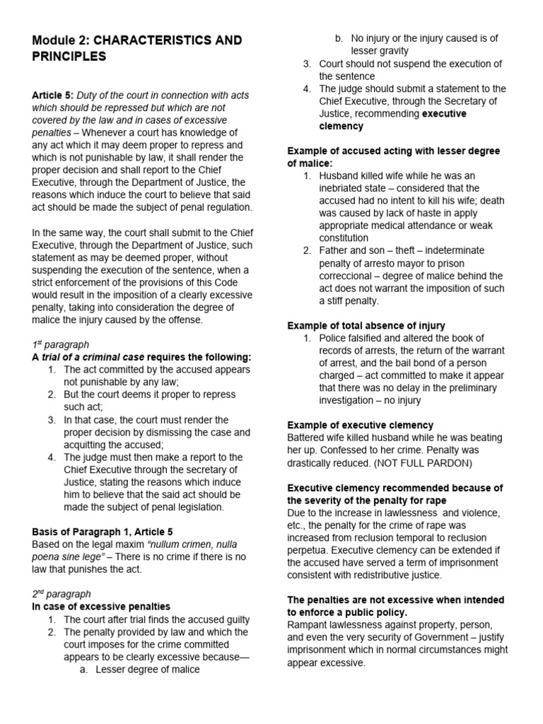 Module 2 Notes | PDF | Criminal Law | Pardon