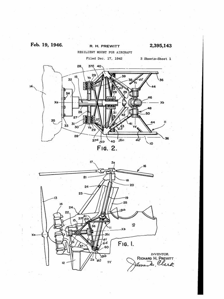 Patente Resilient Mount For Aircraft Kellet Autoigiro 1946 Us2395143 ...