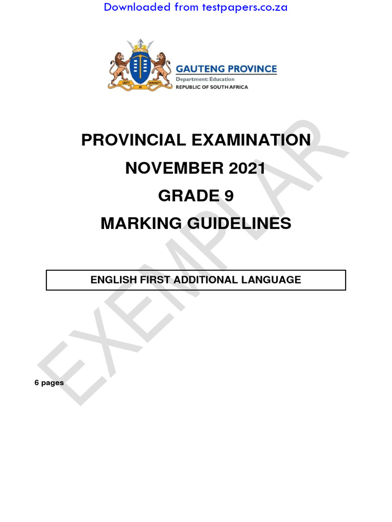 Gr9 English (FAL) November 2021 Possible Answers | PDF | Respiratory ...