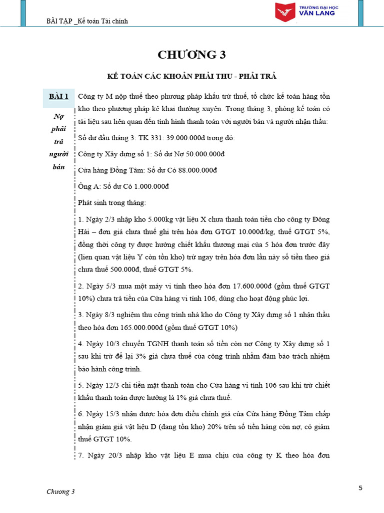 Bai Tap Chuong 3 | PDF