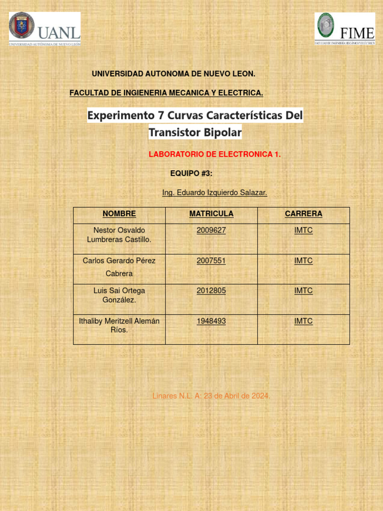 Experimento 7 Curvas Características Del Transistor Bipolar | Descargar gratis PDF | Transistor ...