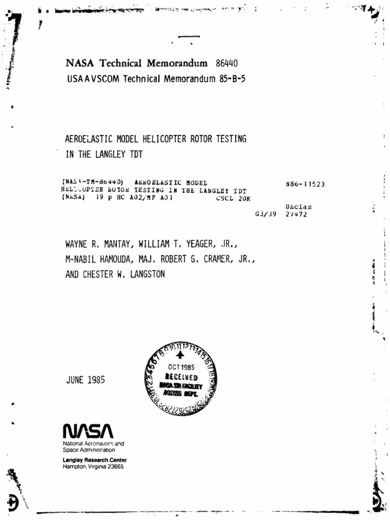 Aeroelastic Helicopter Rotor Testing | PDF | Helicopter Rotor ...