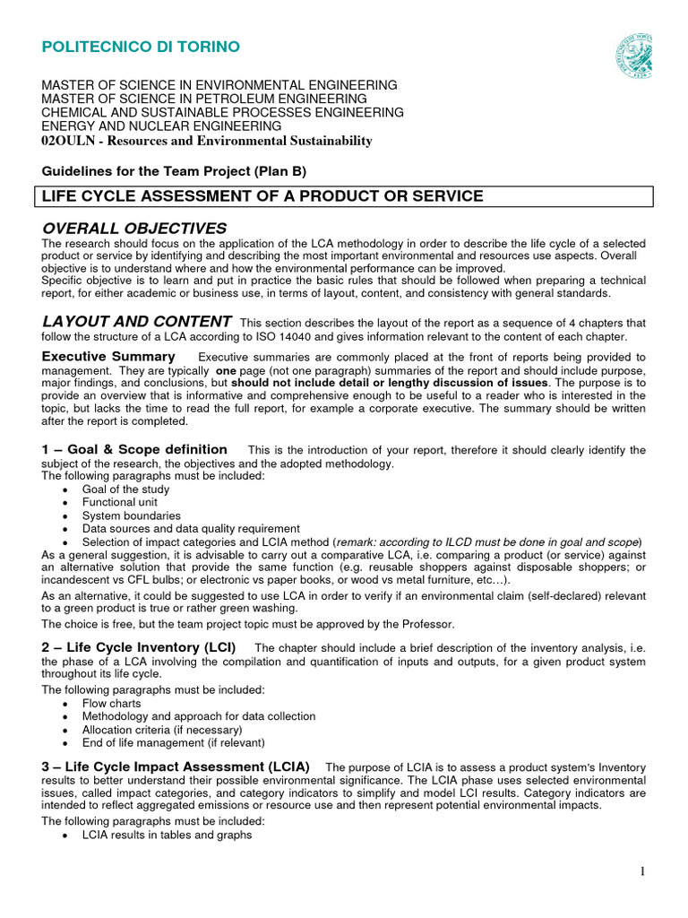 LCA Project Guidelines for Engineers | PDF | Life Cycle Assessment