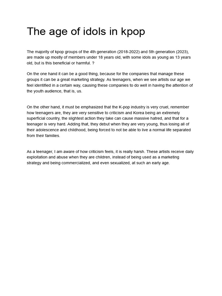 The Age of Idols in Kpop | PDF | Sports & Recreation | Social Science