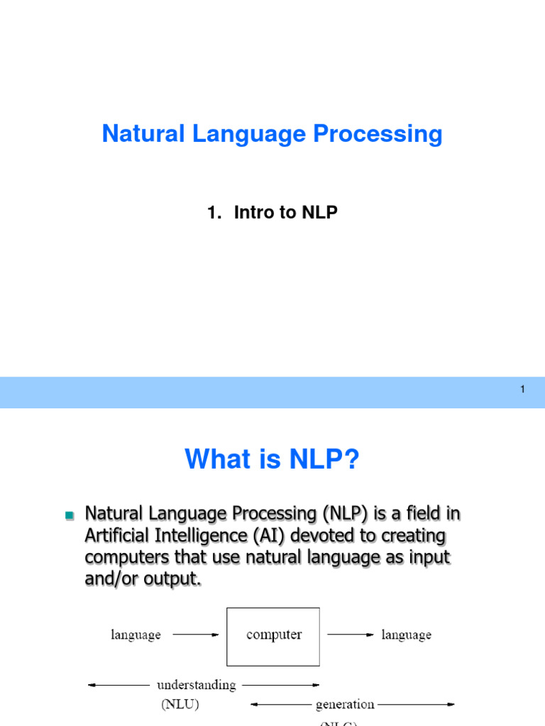 Intro. To NLP | PDF | Artificial Intelligence | Intelligence (AI) & Semantics