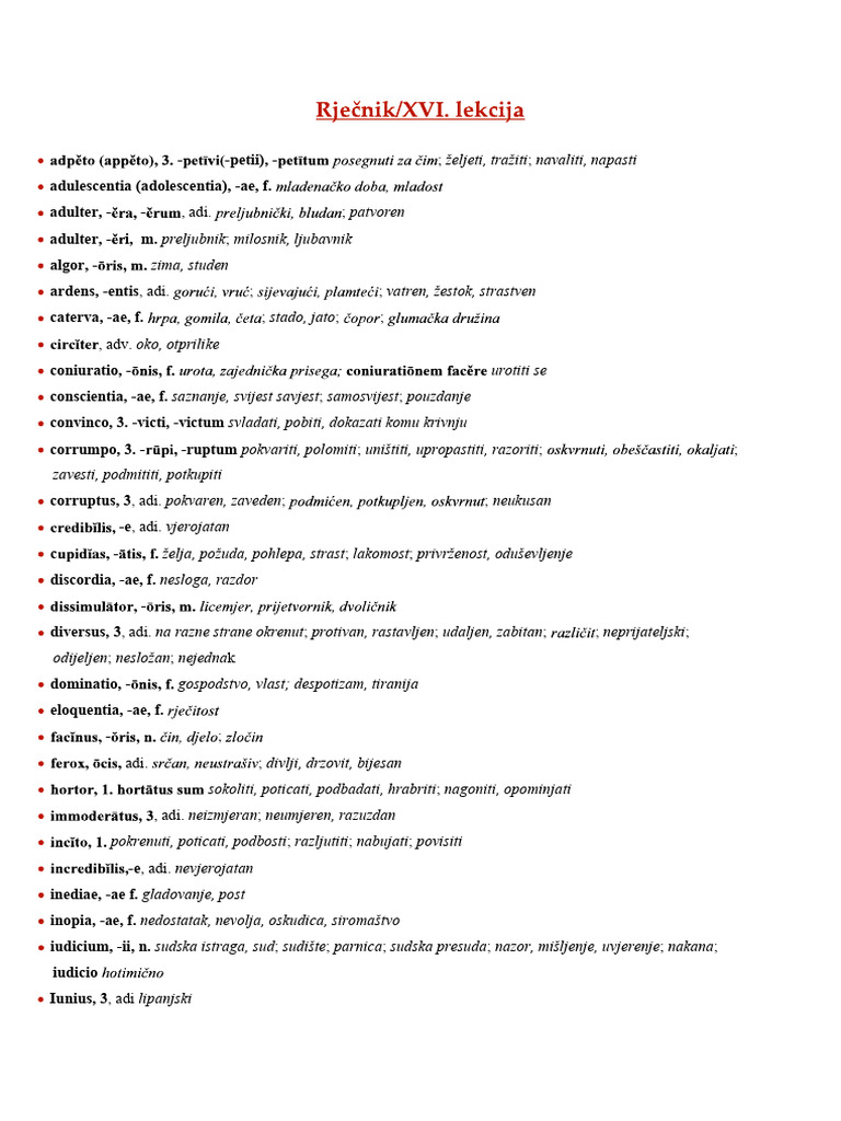 Rjecnik - XVI Lekcija | PDF