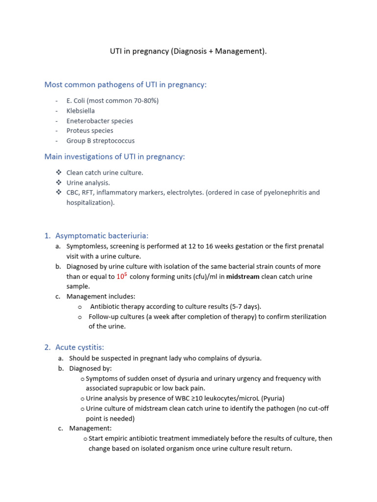 UTI in Pregnancy (Diagnosis + Management) | PDF | Urinary Tract ...