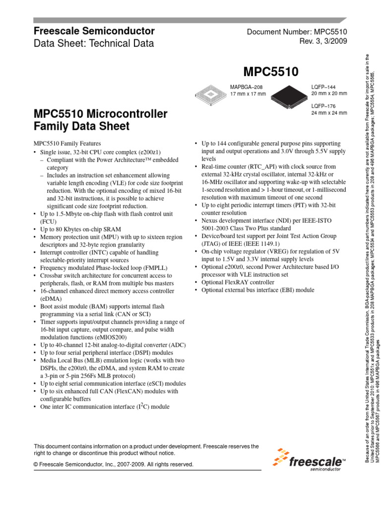 MPC5510 | PDF | Microcontroller | Computing