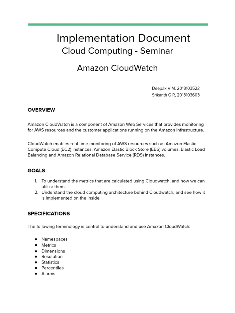 Cloud Seminar Implementation Doc | PDF | Amazon Web Services | Cloud Computing