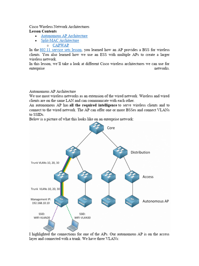 Cisco Wireless Network Architectures | PDF | Wireless Lan | Computer Network