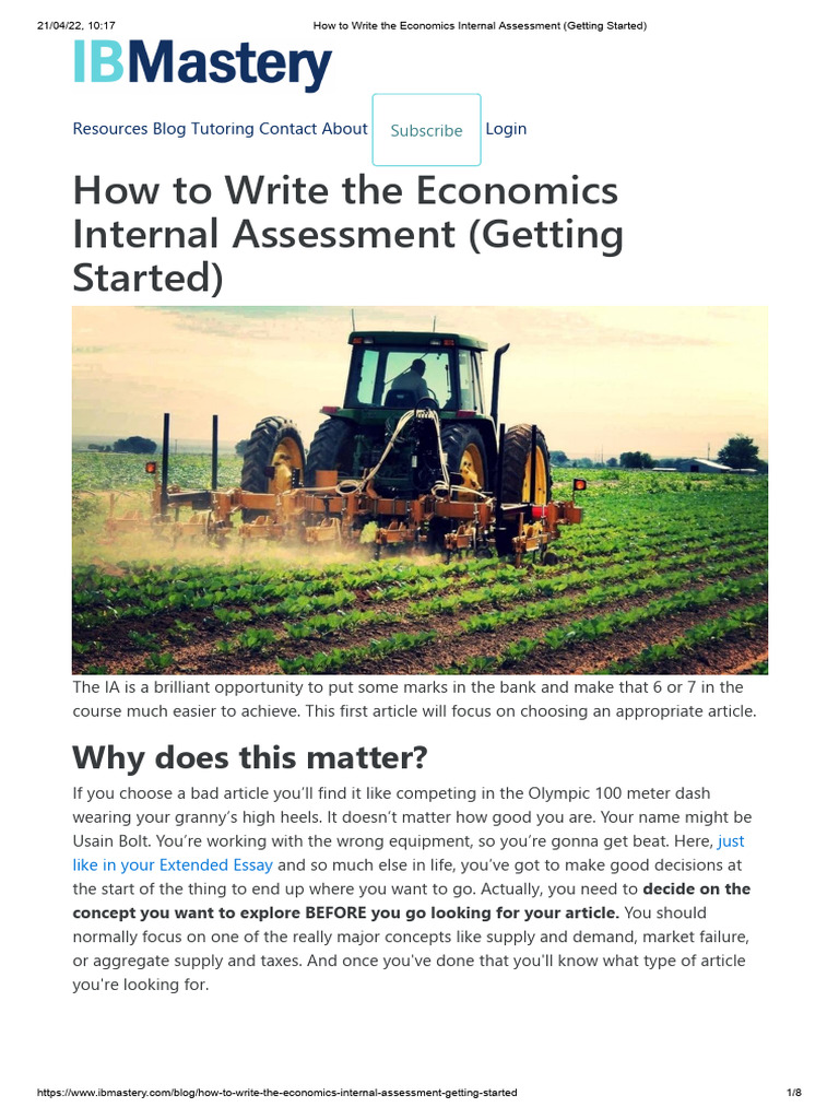 How To Write The Economics IA Getting Started 2022 0421 | PDF ...