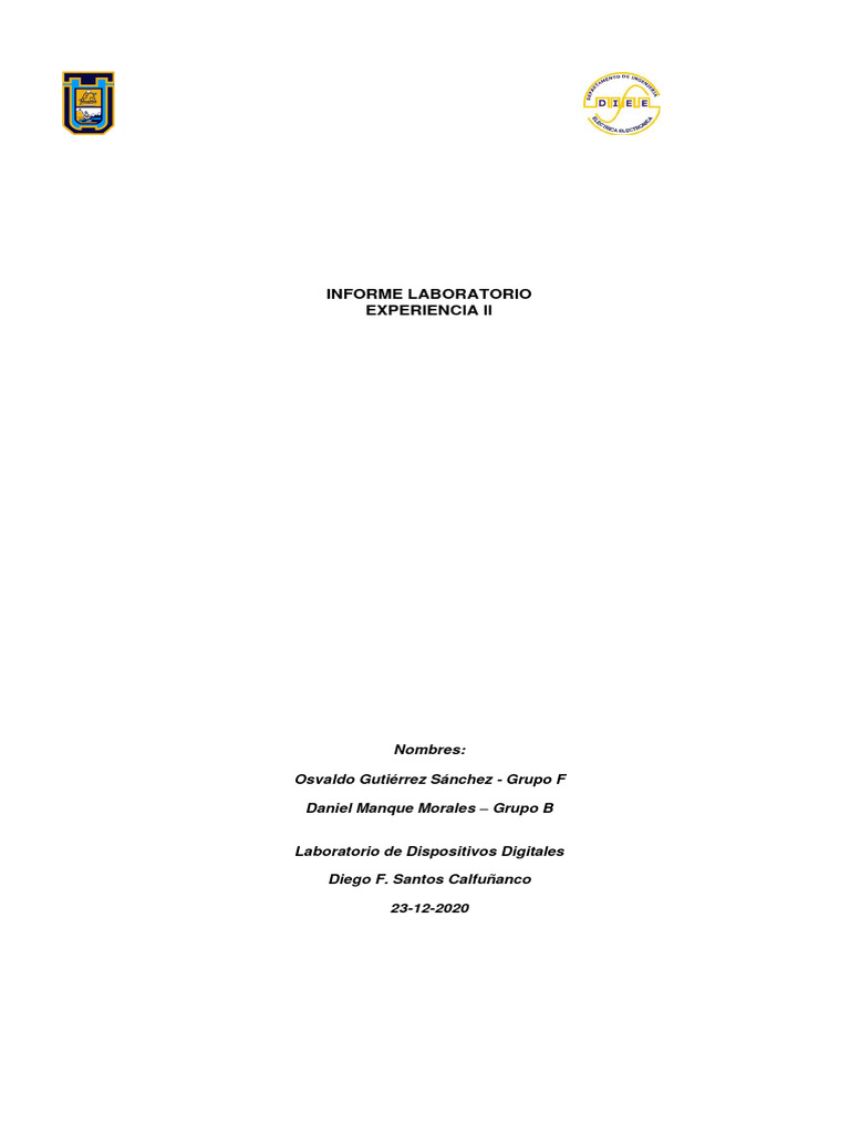 Informe Lab Exp2 | PDF | Puerta lógica | Circuitos electricos