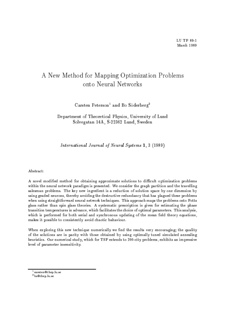 Mapping Optimization Problems Onto NN | PDF | Mathematical Optimization | Eigenvalues And ...