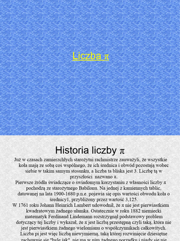 Liczba Pi Na Matematyka Na Ocene Bedzie Na 6 Lub Na 5 | PDF