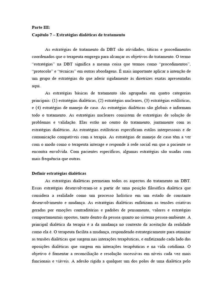 RESUMO CAP. 07 Terapia Comportamental DIalética | Download grátis PDF ...